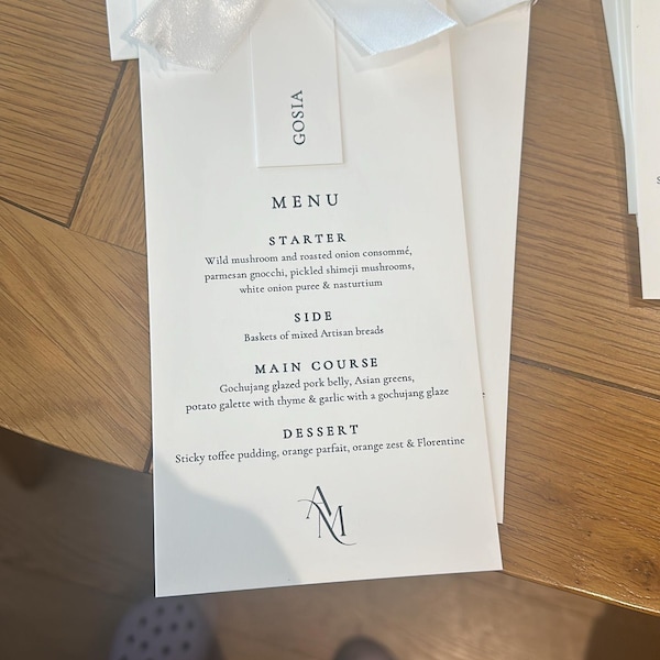 Wavy Edge Menu, Wedding Menu, Event Menus, Tasselled Menu, Elegant ...