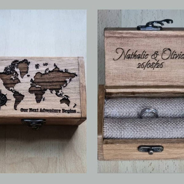 Personalized Wedding Ring Box, Our Adventure Begins Wedding Box ...