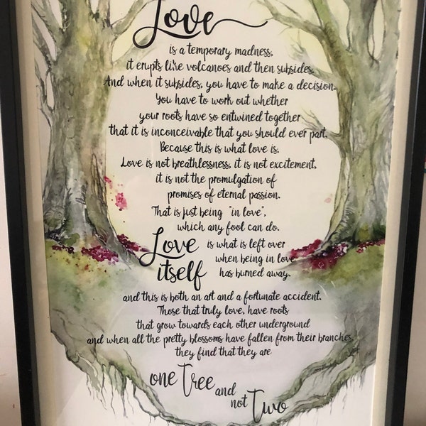 Entwined Trees Wedding Poem Art Print: Captain Corelli Mandolin - Etsy