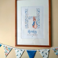 Peter Rabbit Beatrix Potter Personalised Floral Initial Baby Name ...
