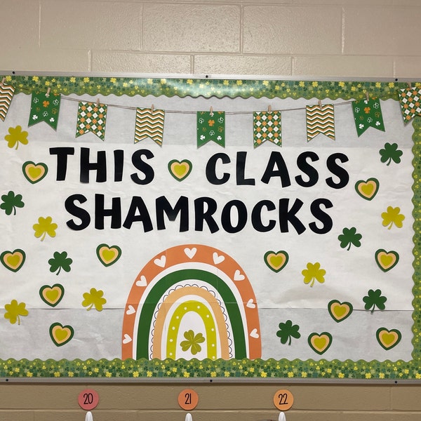 St Patricks Day Bulletin Board Kit, Shamrock Bulletin, St Patricks ...