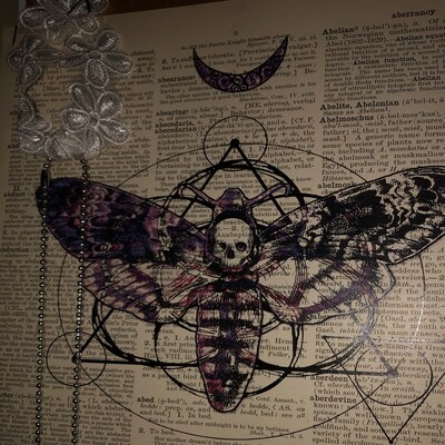 Death Moth Art Print, Poster Print on Dictionary Book Page, Gothic Wall ...