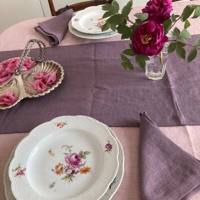 Pastel Pink Linen Tablecloth, Soft Linen Tablecloth, Linen Handmade ...