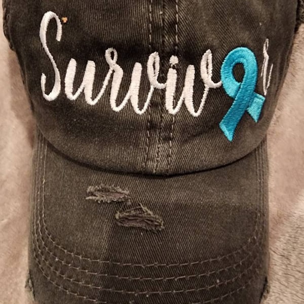 Cancer Survivor Hat | Distressed Baseball Cap OR Ponytail Hat | Cancer ...
