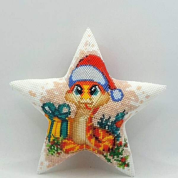 Blue Butterfly 3D Peyote Star Pattern PDF Insect and Flowers Beaded Star Pattern DIY Puffy Star ...