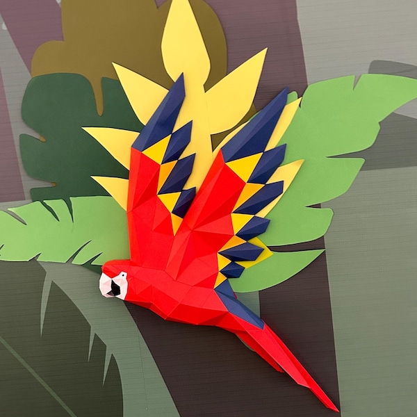 Macaw Wing Wall, Parrot, Paper Craft, Digital Template, Origami, Macaw ...