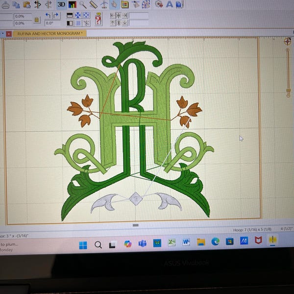 Interlocking R and H Embroidery Monogram Design for Machine Embroidery ...