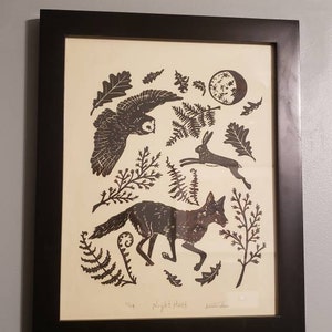 Lea Original Linocut Print Floral Wall Art Hand Printed in Dark Teal - Etsy