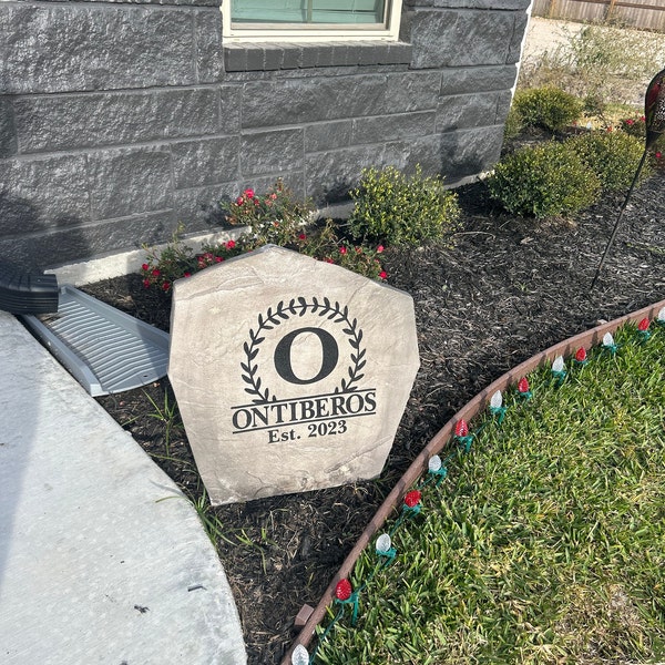 Personalized Monogram Name Stone - Engraved Rock Personalized - Garden ...