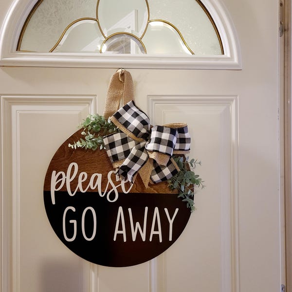 Please Go Away Door Hanger | 14” Sign for Front Door | Funny Door ...
