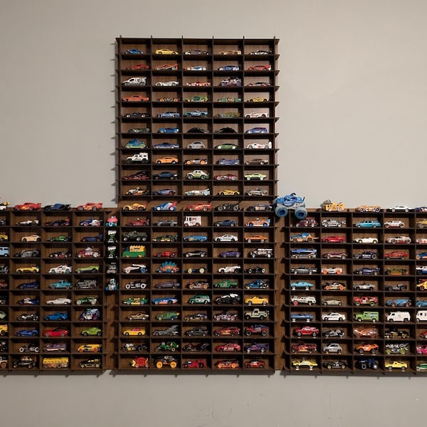 1:64 Toy Car Wall Shelf, Hotwheels, Matchbox Compatible Display Case ...