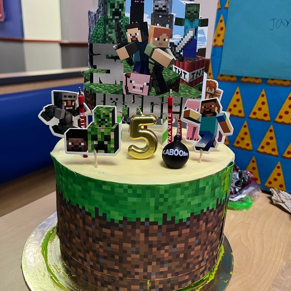 Video Game Pixels Edible Cake Wrap or Gamer Birthday Cake Topper - Etsy