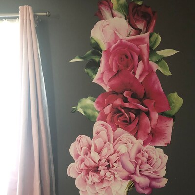 Pink Roses Wall Decals Made From Peel and Stick Removable Wallpaper ...