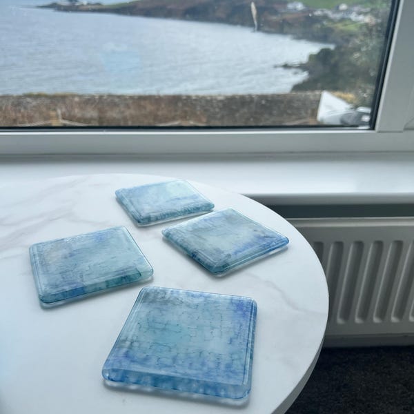 Wash of the Sea Coasters. Lovely Handcrafted Fused Glass Coasters With ...