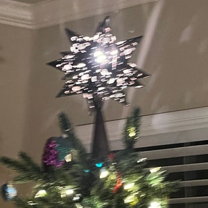 Tin Punched Handmade Star Tree Topper Handmade Brown With Clear Marbles ...