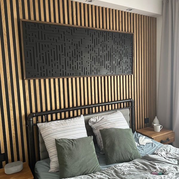 Wood Maze Wall Art, Wall Art Long Maze Wood Wall Decor,bedroom Wall ...