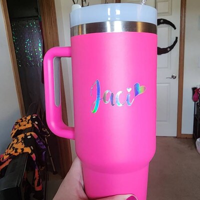 Holographic Name Sticker for Tumbler Vinyl Name Decal Custom Name Decal ...