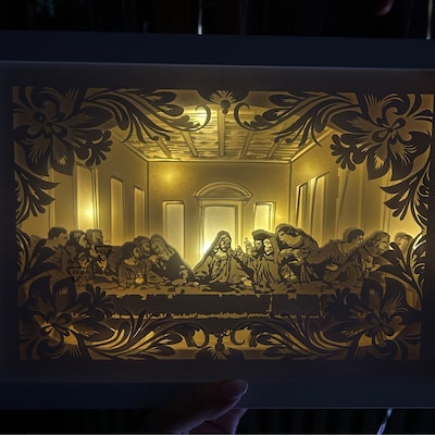Last Supper Shadow Box SVG Template, Da Vinci Papercut Lightbox Cricut ...