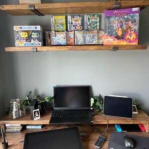 Rustic Computer Desk and Monitor Shelf with INDUSTRIAL LEGS | Etsy