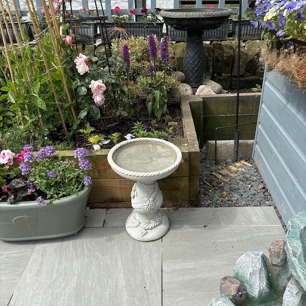 Stone/ Concrete Rose Bird Bath - Etsy