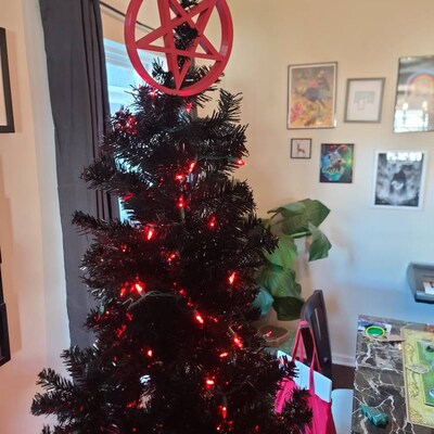 Pentagram Tree Topper Pentacle Reversible Gothic Holiday Home Decor 3D ...