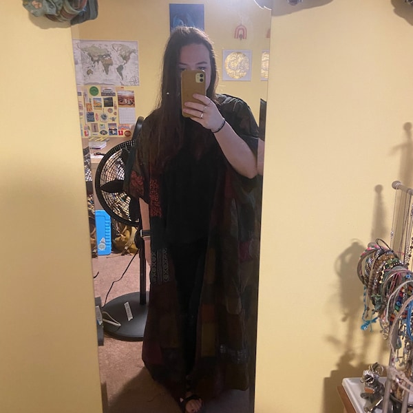 Fall Hippie Boho Men’s Women’s Patchwork Cotton Kimono, Grunge Style ...