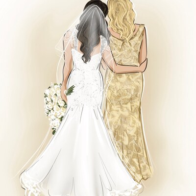 Mother of the Bride Illustration/ Mother of the Groom Illustration With ...
