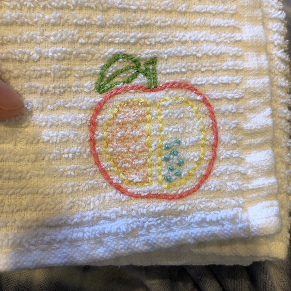 Apple Slice Embroidery Pattern of a Crisp Pink Fruit, Ideal for Tea ...