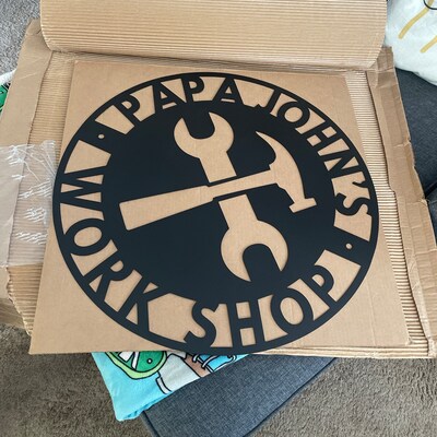 Personalized Fathers Day Sign for Dad, Papas Work Shop Metal Sign ...