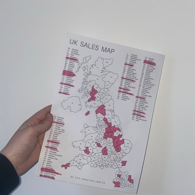 UK Sales Map, Business Postcode Sales Map, Colour in Map, Etsy Sales ...