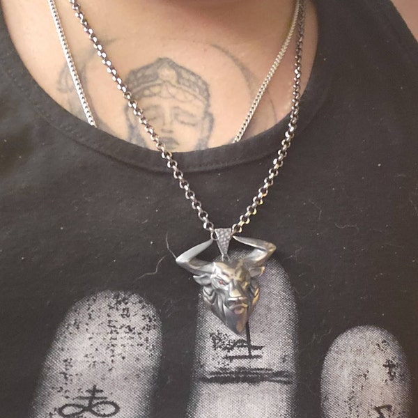 Oxidized Sterling Silver Angry Bull Pendant Necklace - Handmade - Etsy