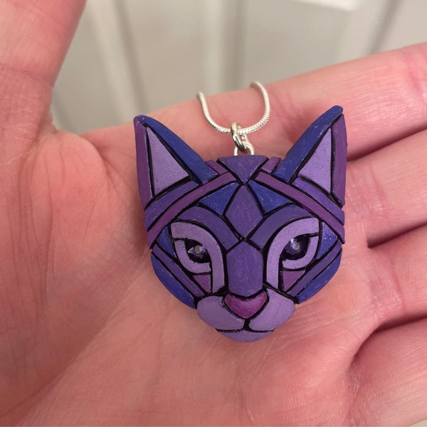Collana Cat, Royal Purple With Violet Eyes, Arte del mosaico da ...