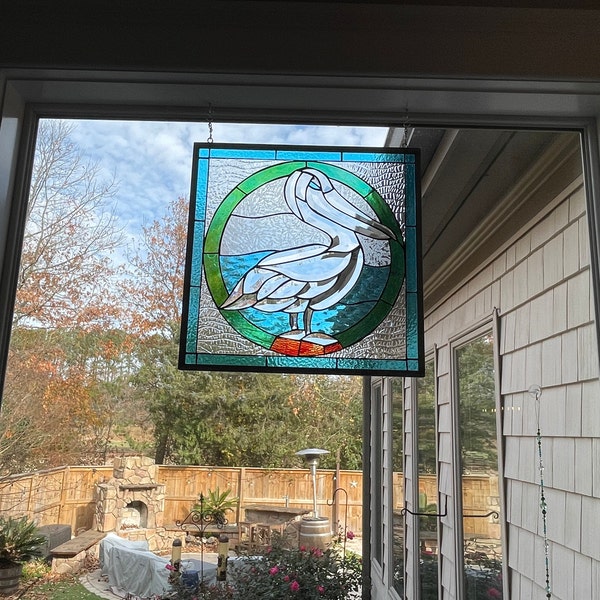 Octagon Compass Rose Beveled Stained Glass Window Panel Insulated & Pre ...