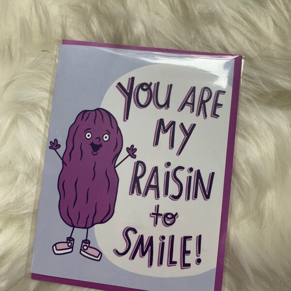 Raisin to Smile Card, Friendship Card, Love You Card, I Love You Card ...