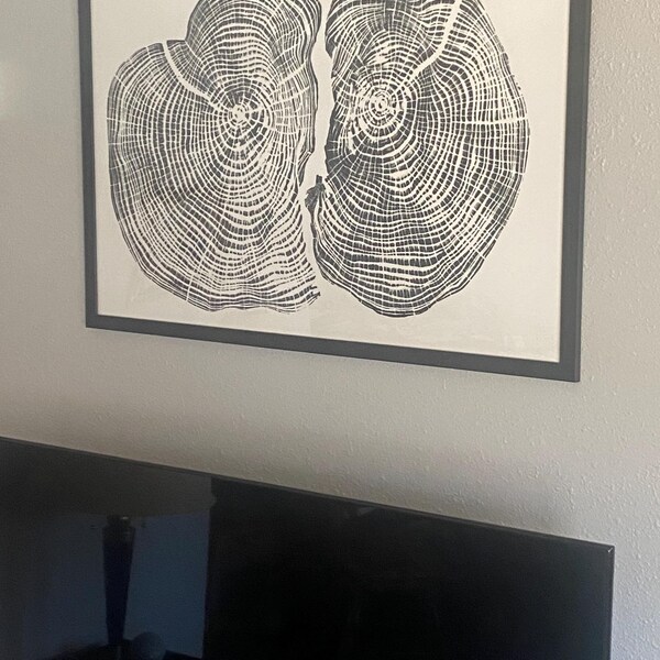 Woodcut Print, Walnut Tree Ring Print, Handmade Print, Rustic Wall Art ...