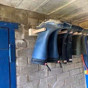Welly Wellington Wellies Wooden Rack / Boots Holder Wall Mounted Sizes ...