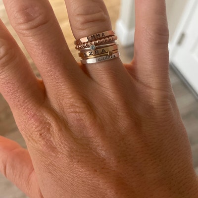 Ring Set Gift for Mom Stackable Rings Personalized Name Rings 14k Gold ...