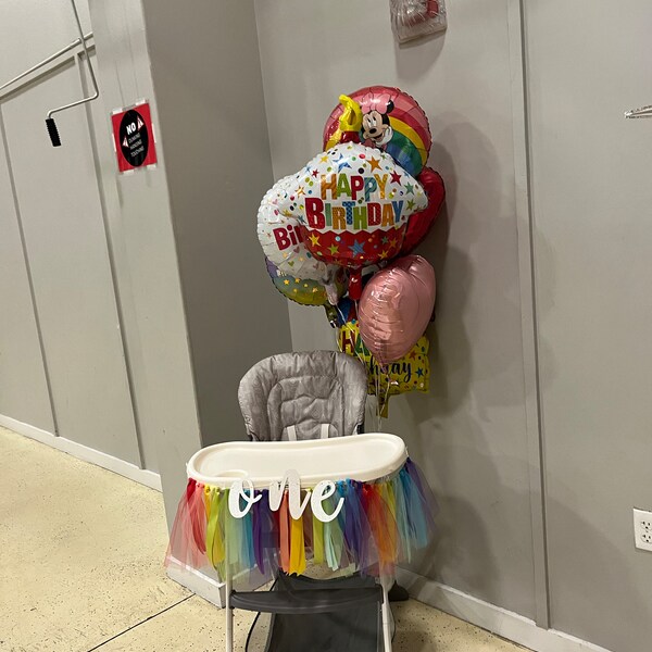 Rainbow High Chair Banner. First Birthday Banner. Smash Cake Photo Prop ...