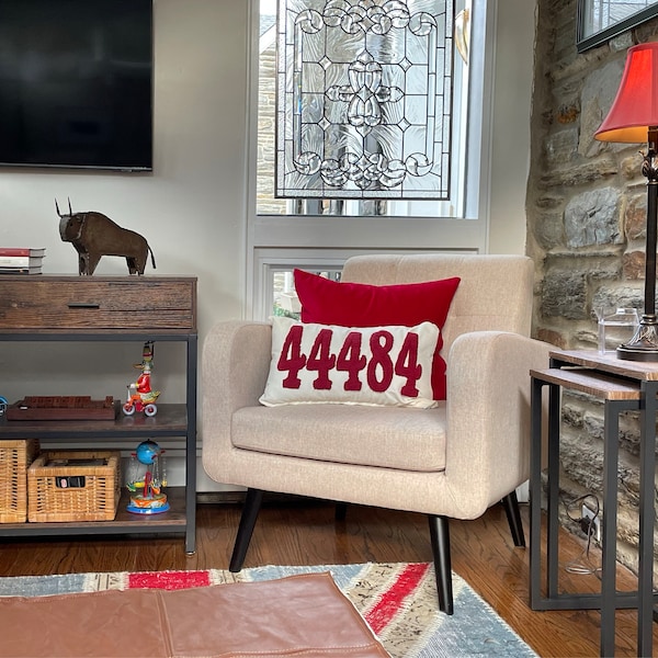 Custom Zip Code Pillow, Embroidered Area Number Pillow, Personalized ...