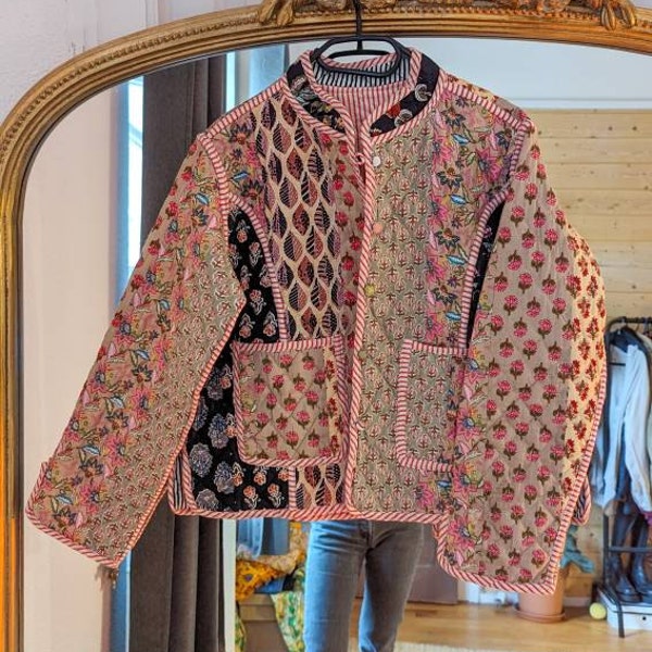Cotton Kantha Jacket, Indian Handmade Quilted Jacket Patchwork Kantha ...