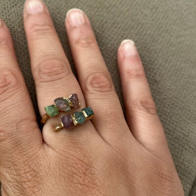 Open Tourmaline Ring, Raw Tourmaline Ring, Raw Gemstone Ring ...