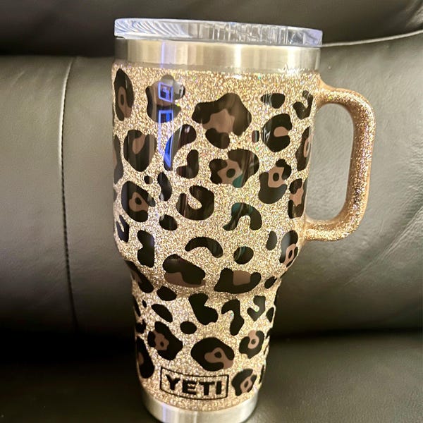 Gold/black Ombre Leopard Swirl Tumbler Stanley YETI Simple Modern Trek ...