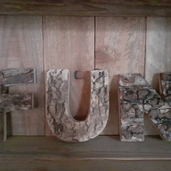 Rustic Bark Wooden Tree Trunk Letters Alphabet A-Z, Wood Wall Hanging ...