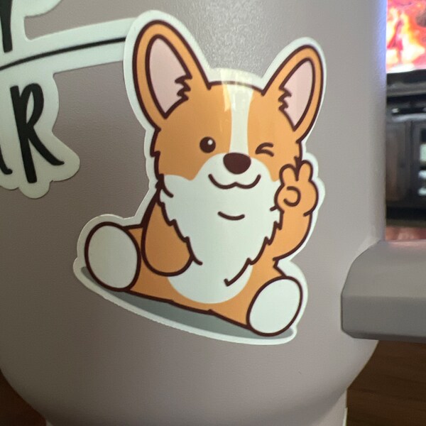 Cute Corgi Sticker, Corgi Working on Laptop, Corgi Sticker, Corgi Lover ...