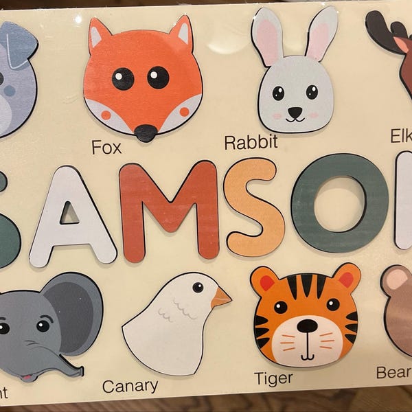 Animals Puzzle With Custom Baby Name, Personalized Name Puzzle, Zuzu ...