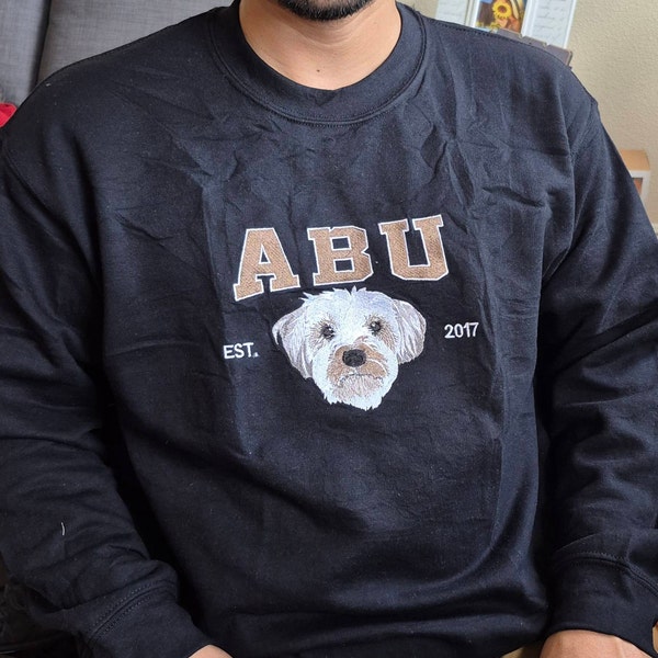 Pet Embroidered Sweatshirt, Embroidered Dog Hoodie, Custom Dog Face ...