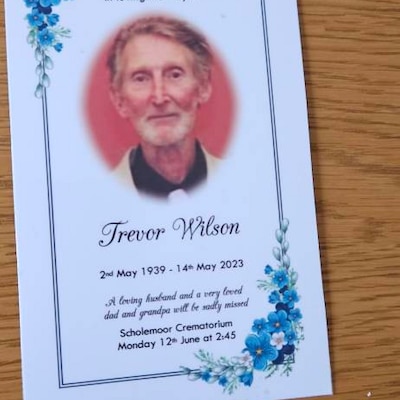 Personalised Funeral Order of Service & Laminated Memorial Cards Forget ...