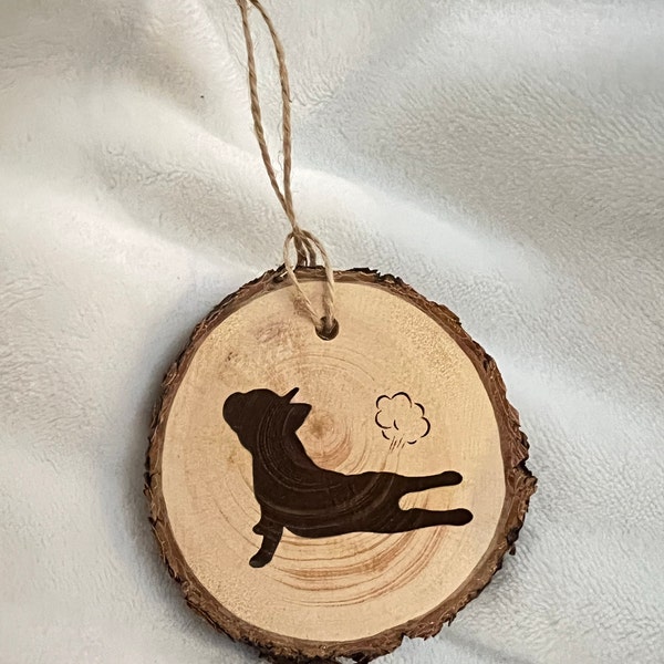 Funny Frenchie Ornament: Laser Engraved Piñon Wood - Etsy