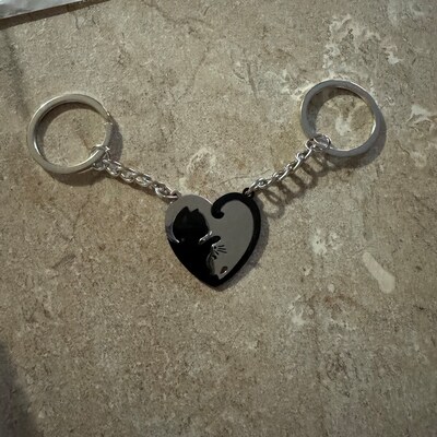 Cute Bestie Friendship Animal Cat Couple Puzzle Connect Keychain Charm ...