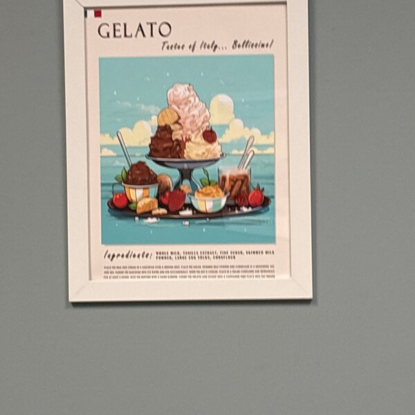 Italian Gelato Poster, Gelato Food Print, Italian Dessert Poster ...